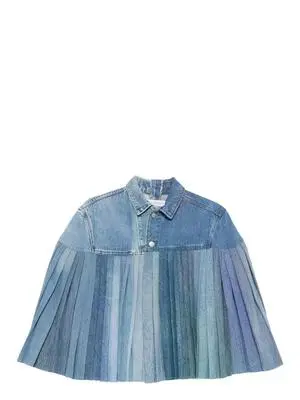 E.L.V. DENIM Pleated Denim Cape - Blue