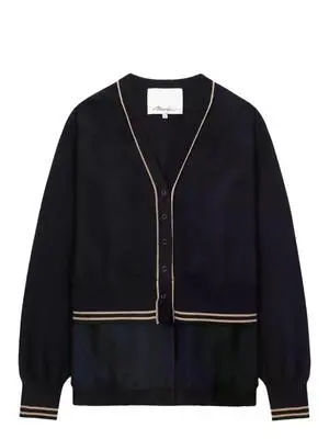 3.1 Phillip Lim Chiffon-hem V-neck Wool Cardigan - Blue