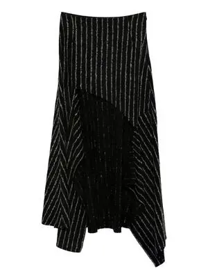 MUGLER Pinstripe Asymmetric Skirt - Black