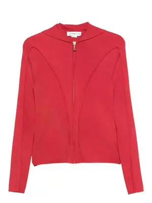Victoria Beckham Zip-front Panelled Cardigan - Red