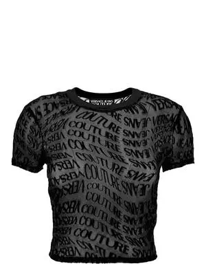 Versace Logo-print Mesh Top - Black