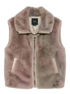 Pinko Faux-fur Zip-front Vest - Neutrals