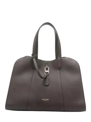 Giorgio Armani Grained Leather Clasp Tote - Brown
