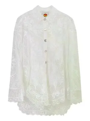 Farm Rio Guipure Lace Shirt - White