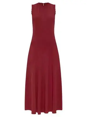 Ulla Johnson Scallop-trim Midi Dress - Red