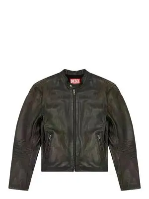 DIESEL L-carver Leather Jacket - Brown