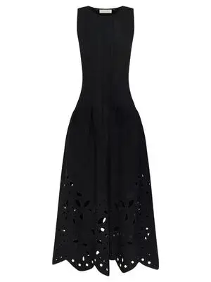 ULLA JOHNSON Floral-Cutout Hem Dress