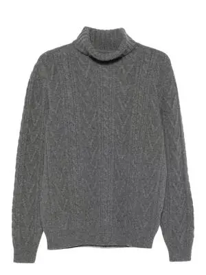 Fedeli Cable-knit Turtleneck Sweater - Grey