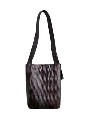 UMBER POSTPAST Book Pleated Leather Shoulder Bag - Brown