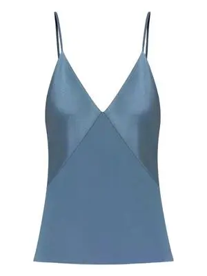 FORTE_FORTE Satin Panelled Top - Blue