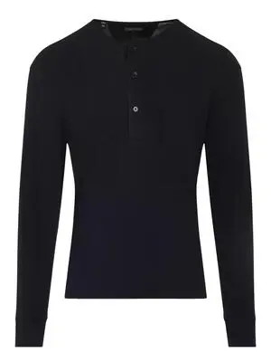 TOM FORD Button-placket Long-sleeve T-shirt - Black