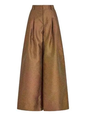 Rosie Assoulin Pleated Polka-dot Palazzo Pants - Brown