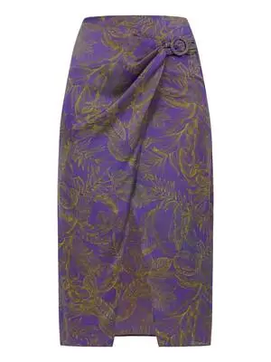 SIMONA CORSELLINI Floral-print Belted Midi Skirt - Purple