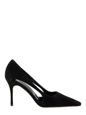 Manolo Blahnik 90mm Cut-out Suede Pumps - Black