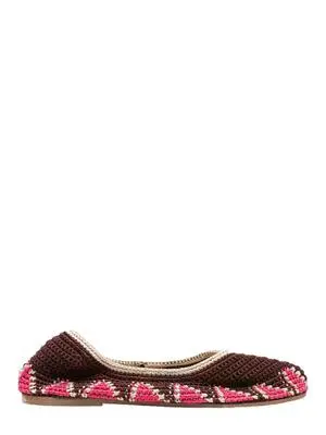 SLO_HAND_MADE Crochet Ballet Flats - Brown