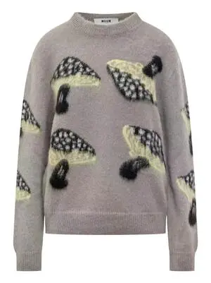 MSGM Mushroom-intarsia Sweater - Grey