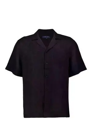 Frescobol Carioca Angelo Camp-collar Linen Shirt - Black