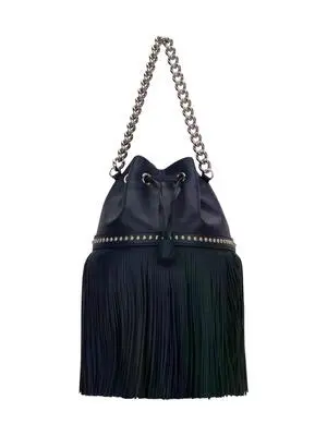 J & M DAVIDSON Fringed Chain-strap Bucket Bag - Blue