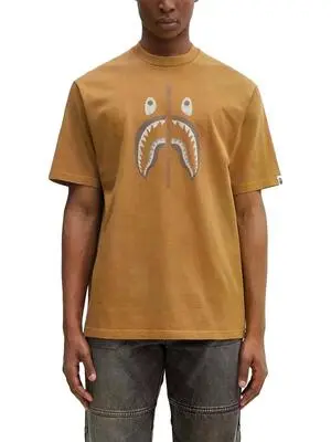 A BATHING APE Shark-print T-shirt - Brown
