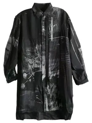 Y’s Abstract-print Shirt Dress - Grey