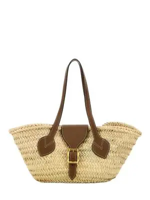 J & M DAVIDSON Straw Buckle Shoulder Bag - Neutrals