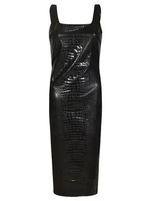 Chiara Boni La Petite Robe Crocodile-effect Midi Dress - Black