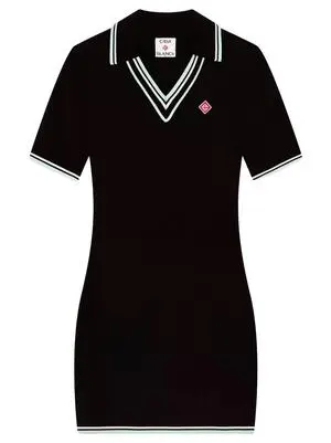 Casablanca Polo-neck Ribbed Dress - Black