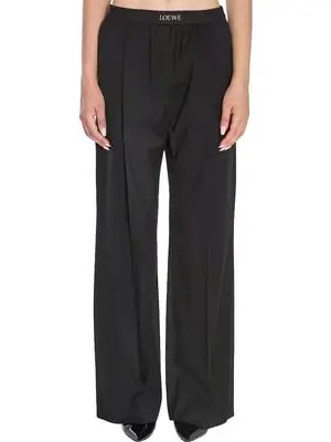 Loewe Elasticated-waistband Pleated Trousers - Black
