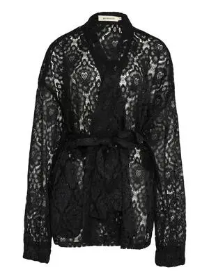 LETHICIA BRONSTEIN Lace Belted Jacket - Black