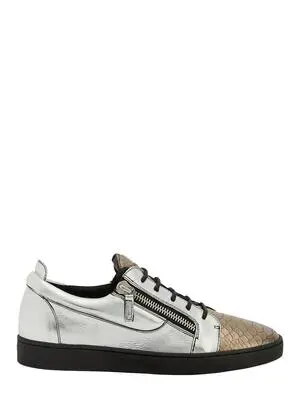 GIUSEPPE ZANOTTI Frankie Leather Zip-detail Sneakers - Silver