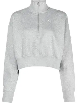 Nike Phoenix Cropped Zip-up Sweatshirt - Grey