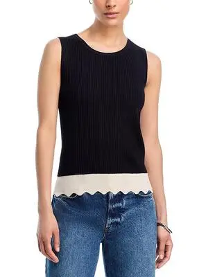 T Tahari Crewneck Colorblocked Sweater - Black/ French Beige