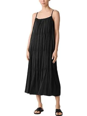 Eileen Fisher Smocked Silk Cami Dress - Black