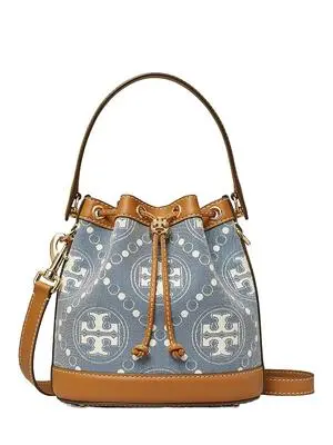 Tory Burch T Monogram Jacquard Bucket Bag - Denim Multi/gold