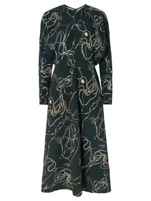 Victoria Beckham Paneled Printed Crepe Midi Dress - Green