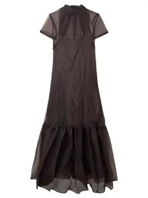 Staud Calluna Tie-neck Tiered Organza Maxi Dress - Brown