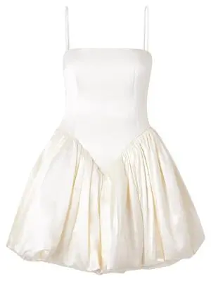 DANIELLE FRANKEL Birdie Gathered Silk And Wool-blend Bustier Mini Dress - Neutrals
