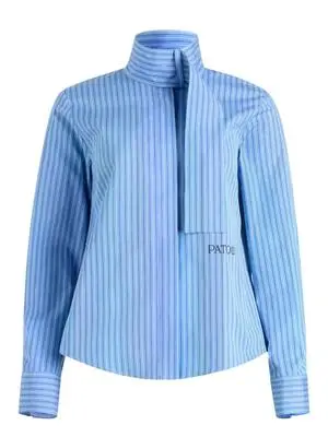 Patou Striped Scarf-collar Blouse - Blue