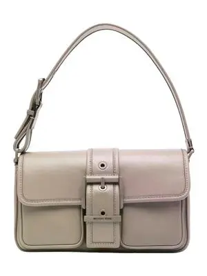 Michael Kors Leather Shoulder Bag With Buckle - Grey