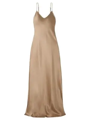 Eterne Mila Silk-blend Satin Maxi Slip Dress - Brown