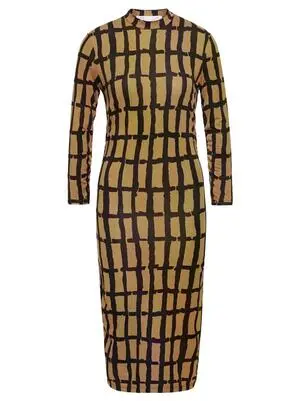 Proenza Schouler Grid-print Midi Dress - Neutrals