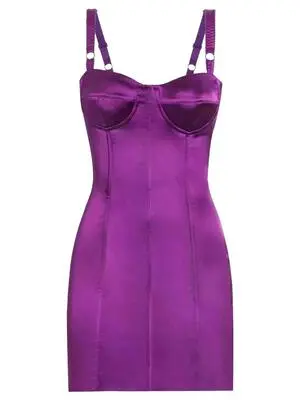 Dolce & Gabbana Dna Satin Bustier Mini Dress - Purple