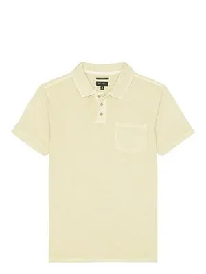 Brixton Vintage Wash Short Sleeve Polo In Beige - Washed Khaki