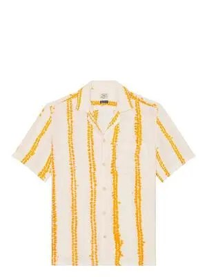 Faherty Brand Shibori Palma Linen Shirt In Yellow - Citrus Valley