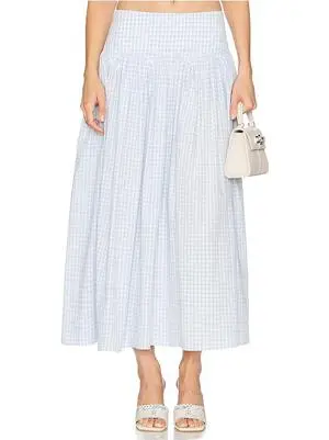 Lpa Brigitte Midi Skirt - Light Blue Gingham
