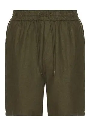 LES DEUX Otto Linen Shorts - Olive Night