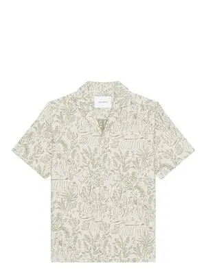 LES DEUX Lesley Dancing Jacquard Shirt In Green - Light Ivory