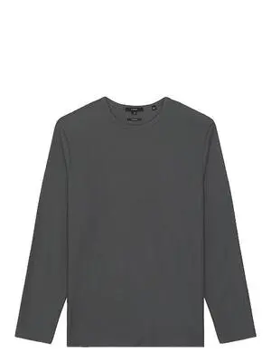 Vince Pima Pique Long Sleeve Tee In Grey - Liberty