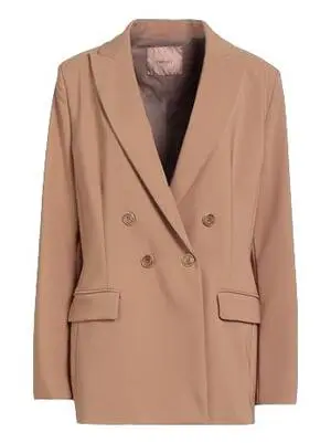TWINSET Crepe Double-breasted Blazer - Beige