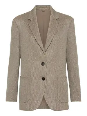Brunello Cucinelli Cotton-blend Ribbed Knit Blazer - Brown